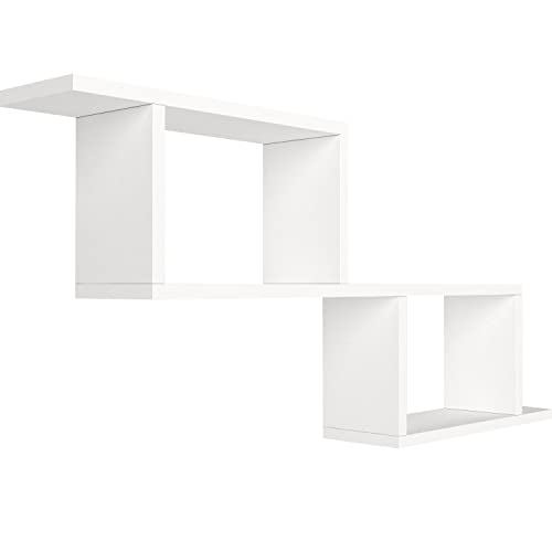 The Urban Port 40-Inch Decorative Wooden Wall Mounted Cubby Shelf, White