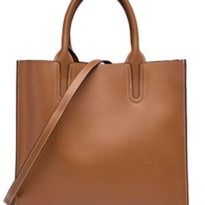 DE'EMILIA CONCEPT Top Handle Satchel Genuine Leather Tote Bag for Women, Soft Bucket Bag Shoulder Purse for Ladies and Girls Brown