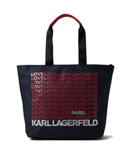 karl lagerfeld paris womens kristen tote handbags, logo line blue, one size us