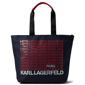 Karl Lagerfeld Paris Womens Kristen tote handbags, Logo Line Blue, One Size US