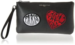 karl lagerfeld paris womens novelty large wristlet, blk/gold, one size us