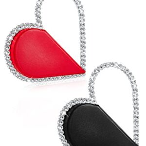 2 Pcs Evening Clutch Bag Mini Heart Shape Purse Rhinestone Diamond Clutch Wedding Party Purse Handbag for Women