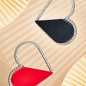 2 Pcs Evening Clutch Bag Mini Heart Shape Purse Rhinestone Diamond Clutch Wedding Party Purse Handbag for Women