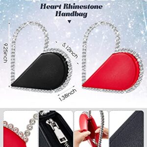 2 Pcs Evening Clutch Bag Mini Heart Shape Purse Rhinestone Diamond Clutch Wedding Party Purse Handbag for Women