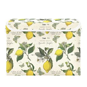 kigai storage box with lids for organizing, lemon branches botanical foldable 300d oxford storage organizer bin for shelves bedroom closet dorm home decor