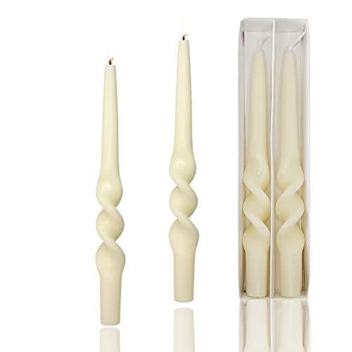 White Taper Candles Twisted Candles Sticks - White Spiral Candlesticks - Unscented Candles for Wedding Party Dinner Home Decoration