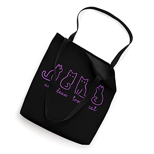 French Inspired Un Deux Trois Cat (Purple) Tote Bag