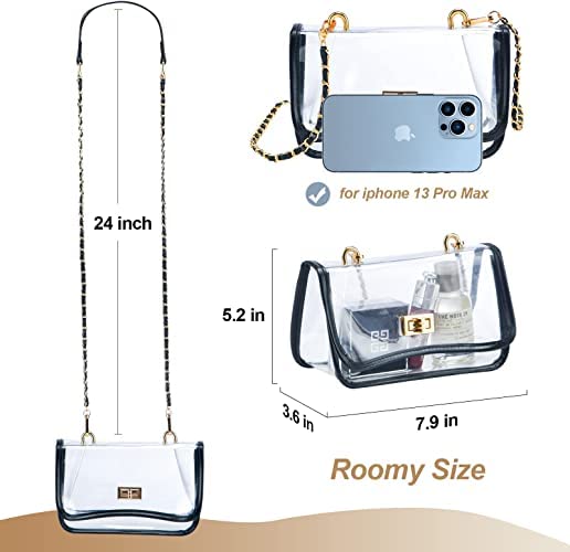 Clear Purse for Women, Clear Bag Stadium Approved, Stylish & Secure Clear Crossbody Bag, Clear Shoulder Handbag, Transparent Clutch Satchel