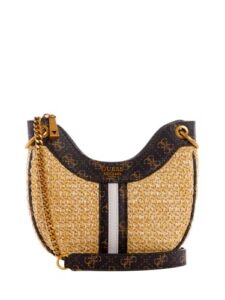 guess us kasinta raffia mini hobo bag