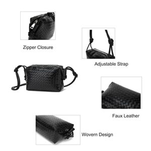 ZOVYRON Women Woven Purse Small Crossbody Bag, Weave Quilted Purse Square Shoulder Bag Woven Bag with Detachable Strap