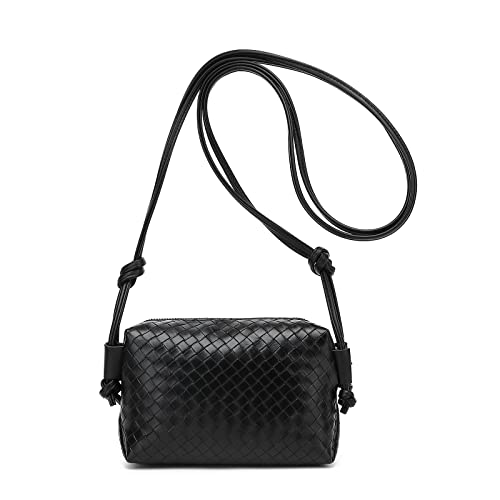 ZOVYRON Women Woven Purse Small Crossbody Bag, Weave Quilted Purse Square Shoulder Bag Woven Bag with Detachable Strap