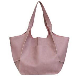 2022 oversized womens handbag pu soft leather shoulder tote extra big travel Hobo large capacity Satchel (pink)