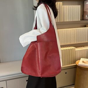 2022 oversized womens handbag pu soft leather shoulder tote extra big travel Hobo large capacity Satchel (red)