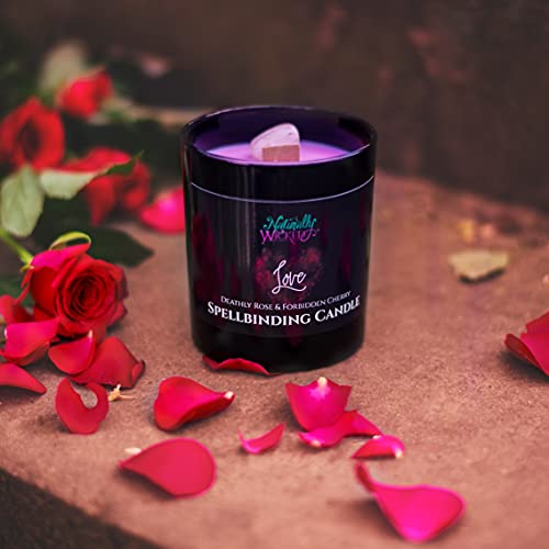 Naturally Wicked Spellbinding Candle | Scented Crystal Spell Candle | Inc Unique Candle Gift Box (Love)