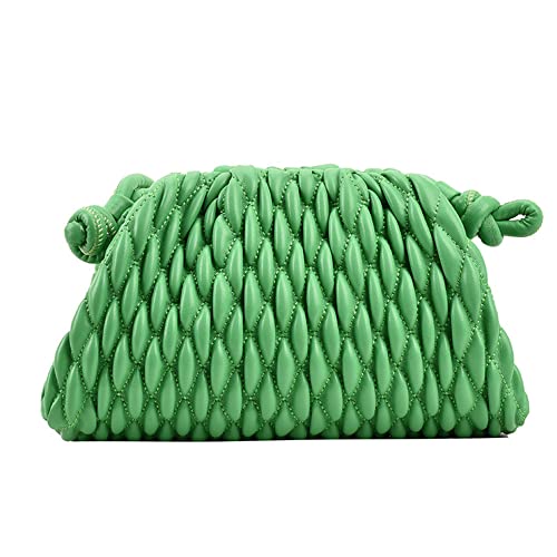 Quilted Clutch Handbag Dumpling Bag for Women Cloud Purse Ruched Bag Handmade Leather Hobo Bag