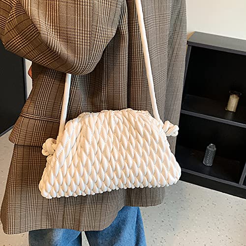 Quilted Clutch Handbag Dumpling Bag for Women Cloud Purse Ruched Bag Handmade Leather Hobo Bag