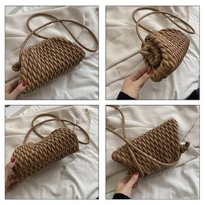 Quilted Clutch Handbag Dumpling Bag for Women Cloud Purse Ruched Bag Handmade Leather Hobo Bag