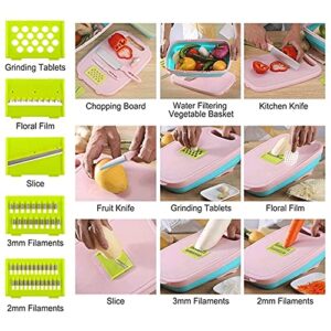 GULRUH Wood Cutting Boards for Kitchen, Kitchen Cutting Board Set Foldable Drain Basket Set Vegetables Kitchen Cutting Board Fruit Drain Basket Durable Non-Greasy Kitchen Tools (Color : Green)