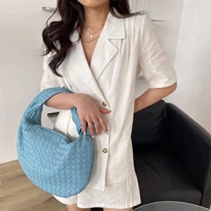 Handmade Woven Bag Woven Leather Printed Shoulder Bag Lady Crossbody Hobo PU Knotted Handle Casual Handbag