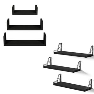 sriwatana u shelves wall mounted set of 3 and large floating shelves set of 3 （contains 2 items）