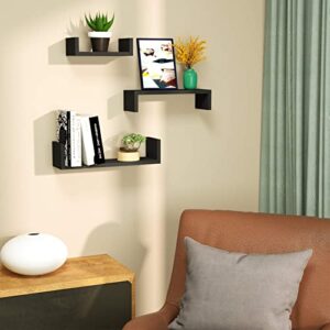 SRIWATANA U Shelves Wall Mounted Set of 3 and Large Floating Shelves Set of 3 （Contains 2 Items）