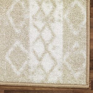 Antep Rugs Non Slip Stair Treads Carpet Bohemian Distressed Peel and Stick Alfombras, Set of 13, Beige, 8"x30"