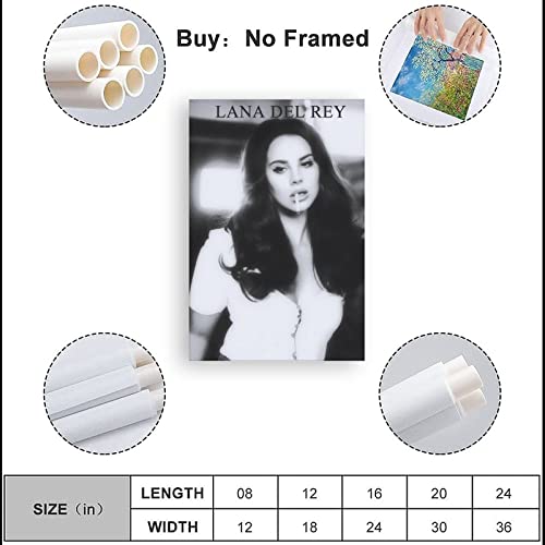 MUGE LANA DEL. REY Canvas Poster Wall Art Decor Print Picture Paintings for Living Room Bedroom Decoration Panel Hanging Posters Vertical Unframe-style 12x18inch(30x45cm)