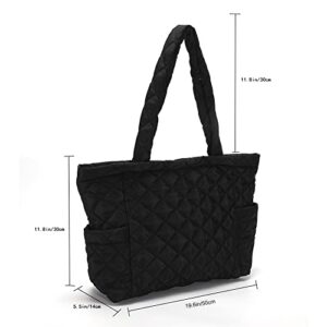 YFGBCX Quilted Tote Bags for Women Lightweight Puffer Padding Shoulder Bag Large Nylon Tote Handbag Zipper Closure