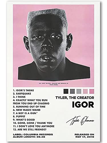 American Rapper Tyler Poster Decorative The Creator Album Cover Signed Limited Posters Wall Art Decor Print Picture Paintings for Living Room Bedroom Decoration Poster (6,12x18in Unframe)