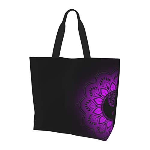 Gelxicu Mandala Flower Shoulder Tote Bags Flower Casual Bag Handbags Shopping Handbag Grocery Bags