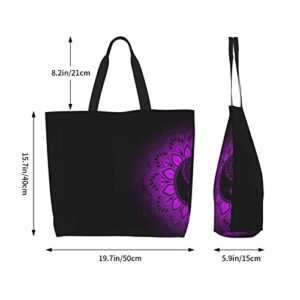 Gelxicu Mandala Flower Shoulder Tote Bags Flower Casual Bag Handbags Shopping Handbag Grocery Bags