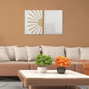 Anyzal Boho Sun Canvas Wall Art, Modern Bohemia Sunset Sunrise Wall Art Canvas Prints Ready to Hang, Geometric Sunshine Wall Decor for Living Room, Bedroom (11.8" W x 15.7" H x 2 PCS)