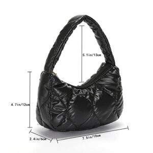 Puffer Handbag Padded Puffy Purse for Women Quilted Clutch Purse Lightweight Winter Down Cotton Padded Hobo Handbag for Office, Travel, School