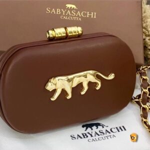 sabyasachi inspired Fully covered frame brown clutch box beautiful wedding gift handmade