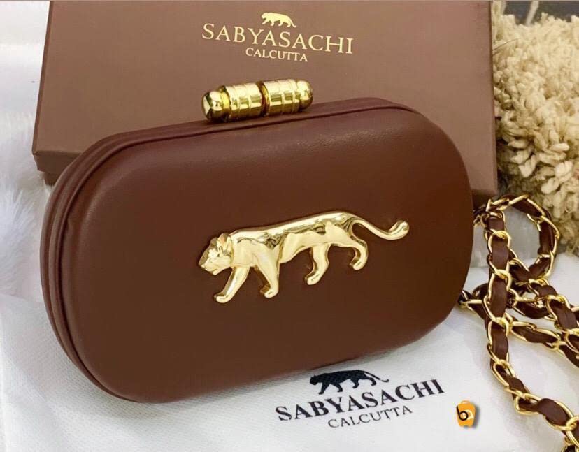 sabyasachi inspired Fully covered frame brown clutch box beautiful wedding gift handmade