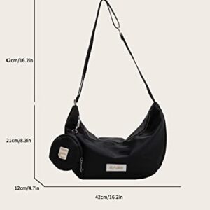 Womens Multipurpose Crossbody Hobo Bags Small Shoulder Bag Fashion 2 in 1 Zip Handbags with Coin Purse (Black)