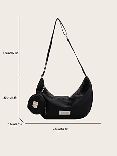 Womens Multipurpose Crossbody Hobo Bags Small Shoulder Bag Fashion 2 in 1 Zip Handbags with Coin Purse (Black)