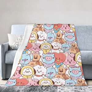 LOSVORF Bt Cartoon Blanket 21 Throw 50"X60" J-Hope Jimin Blankets Sofa Army Blankets Christmas Blanket Gift Flannel Blankets Quilt Blankets for Living Room Bedroom