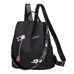 pmuybhf school bags for girls women’s new simple fashion one shoulder crossbody dual use flower print embroidery backpack tote bag women