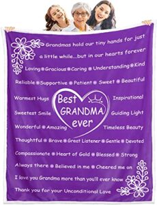 grandma gift blanket with loving and caring words, best grandma gifts, super soft and cozy throw for grandmother, grandma birthday gifts, for grandma, mimi, gigi from grandchildren