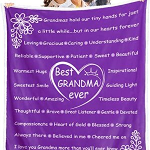 Grandma Gift Blanket with Loving and Caring Words, Best Grandma Gifts, Super Soft and Cozy Throw for Grandmother, Grandma Birthday Gifts, for Grandma, Mimi, Gigi from Grandchildren