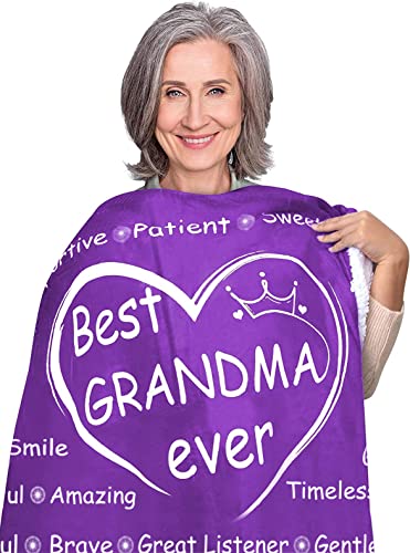 Grandma Gift Blanket with Loving and Caring Words, Best Grandma Gifts, Super Soft and Cozy Throw for Grandmother, Grandma Birthday Gifts, for Grandma, Mimi, Gigi from Grandchildren