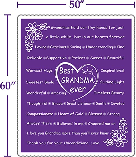 Grandma Gift Blanket with Loving and Caring Words, Best Grandma Gifts, Super Soft and Cozy Throw for Grandmother, Grandma Birthday Gifts, for Grandma, Mimi, Gigi from Grandchildren