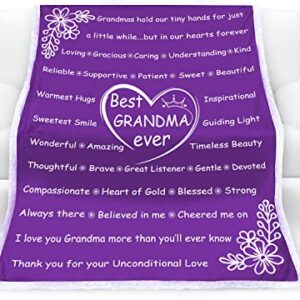 Grandma Gift Blanket with Loving and Caring Words, Best Grandma Gifts, Super Soft and Cozy Throw for Grandmother, Grandma Birthday Gifts, for Grandma, Mimi, Gigi from Grandchildren