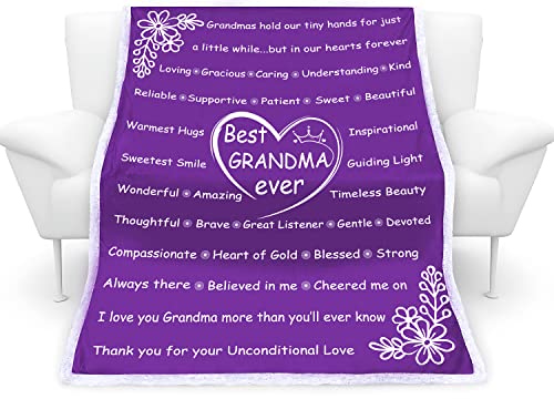 Grandma Gift Blanket with Loving and Caring Words, Best Grandma Gifts, Super Soft and Cozy Throw for Grandmother, Grandma Birthday Gifts, for Grandma, Mimi, Gigi from Grandchildren