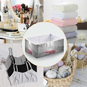 Kigai Sentimental Paris Red Umbrella Foldable Organizer Storage Bins Cube Baskets for Home Closet Drawers Shelf Toys -11*11*11in