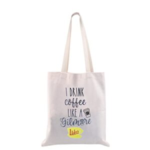 cmnim lukes diner tote bag girls luke’s diner merchandise i drink coffee like a tv show inspired friendship gift for fans (lukes diner tote bag)