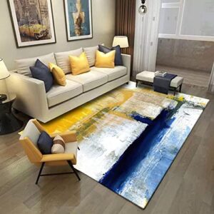 Modern Abstract Yellow Blue Pattern Area Rug, with Anti-Slip Easy Clean Carpet for Living Room Bedroom Kitchen Dining Room Home Office Floor Rug-6x8ft