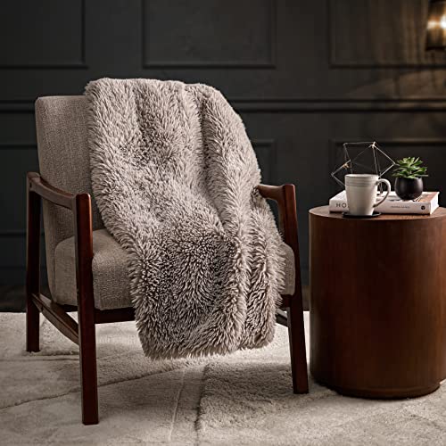 Artisan 34 Extra Warm and Cozy Luxury Faux Fur Blanket - Fuzzy and Fluffy Super Soft Reversible Taupe Throw Blanket for Bed, Couch, Home Décor- Double Sided, Ultra Soft Throw Blanket