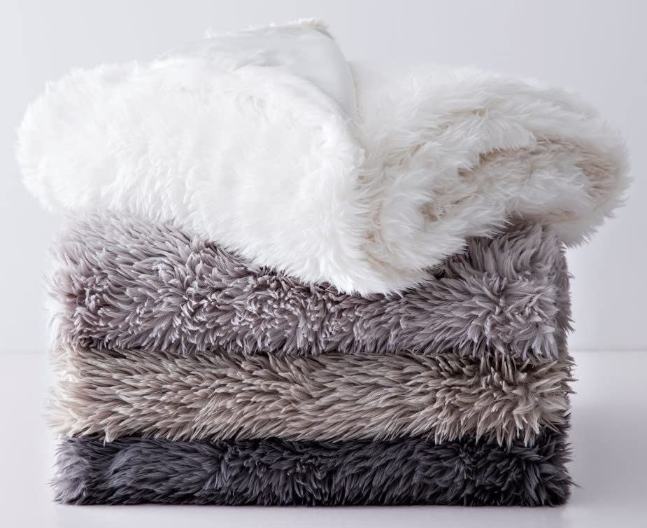 Artisan 34 Extra Warm and Cozy Luxury Faux Fur Blanket - Fuzzy and Fluffy Super Soft Reversible Taupe Throw Blanket for Bed, Couch, Home Décor- Double Sided, Ultra Soft Throw Blanket